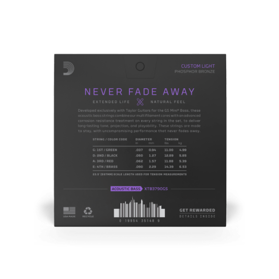 D'addario XT Bass Coated Phosphor Bronze Strings for Taylor GS Mini ...